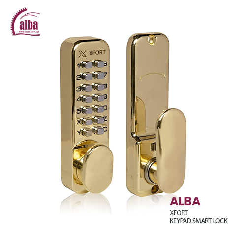 ALBA - XFORT Digital Door Lock – Polished Brass | Keypad Combination ...